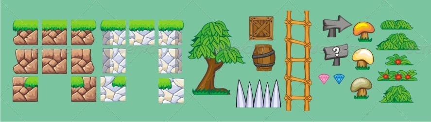 Platformer Game Tile Set 13, Game Assets | GraphicRiver